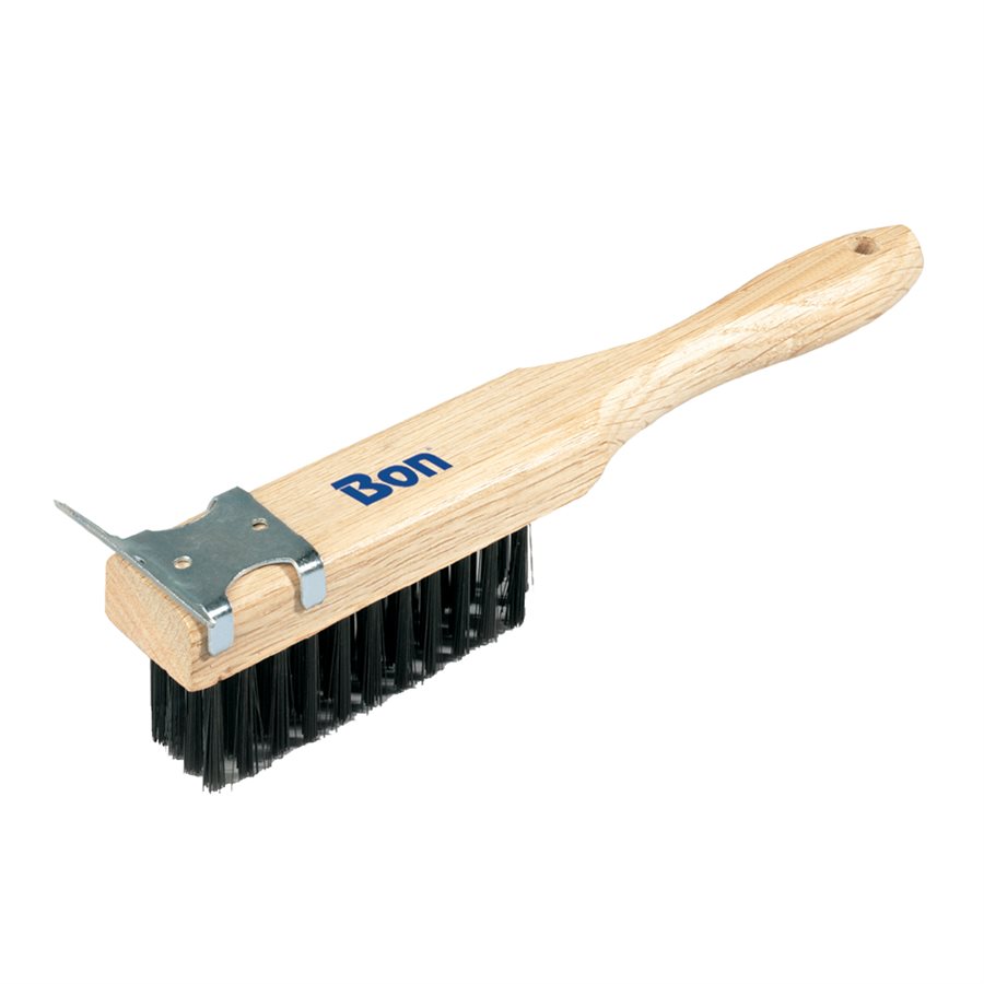 STRAIGHT HANDLE WIRE BRUSH WITH SCRAPER