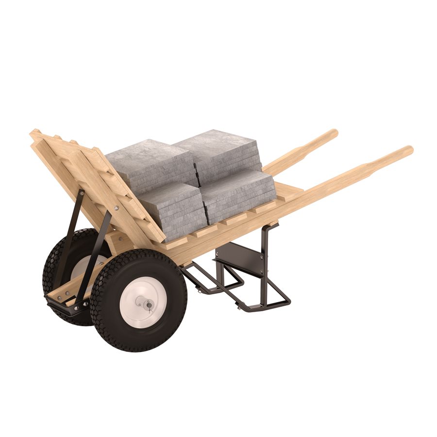 BRICK & TILE BARROW - DOUBLE KNOBBY TIRE WOOD HANDLE