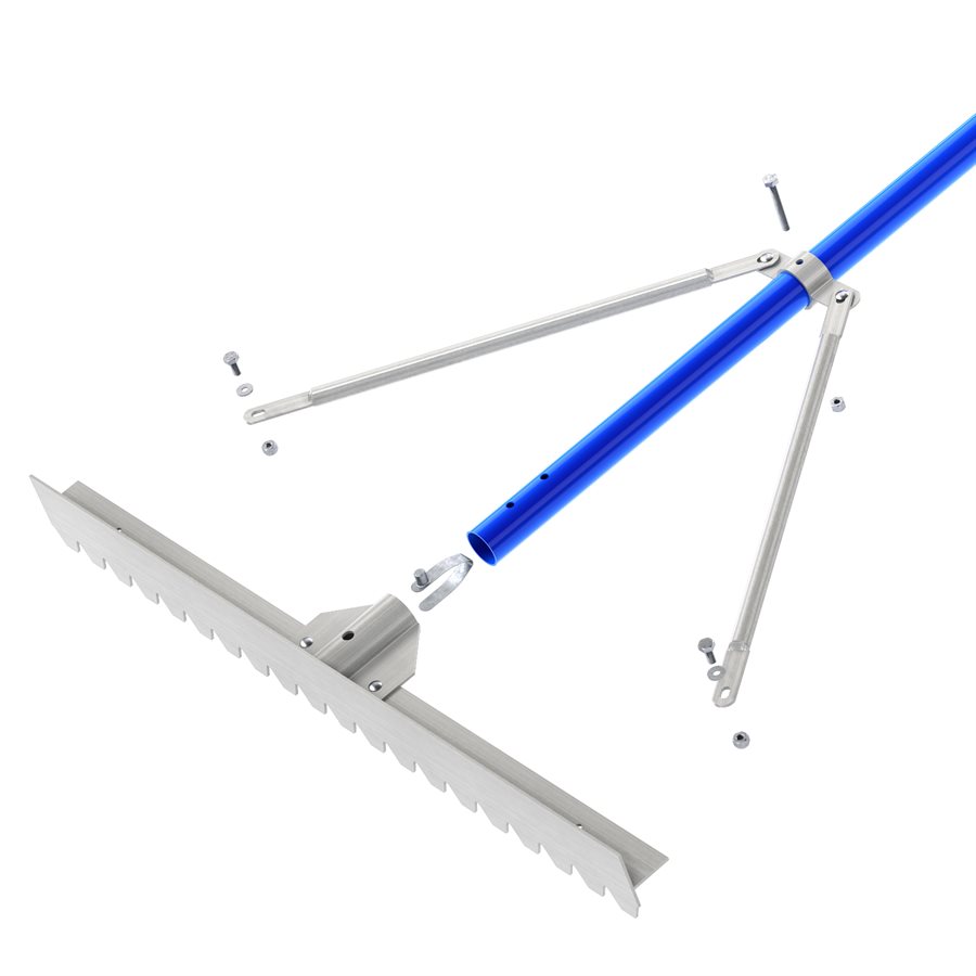 BLUNT TOOTH ASPHALT LUTE RAKE - 24" WITH 6' HANDLE