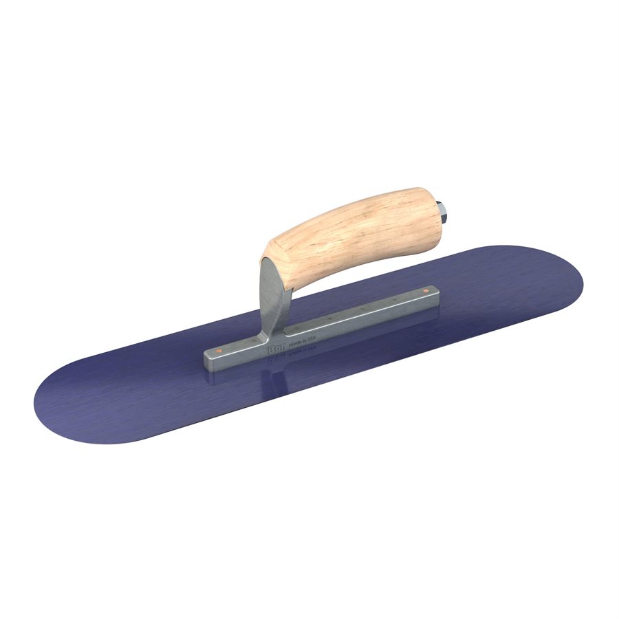 BLUE STEEL POOL TROWEL - 16 X 4.5 - CAMEL BACK WOOD HANDLE