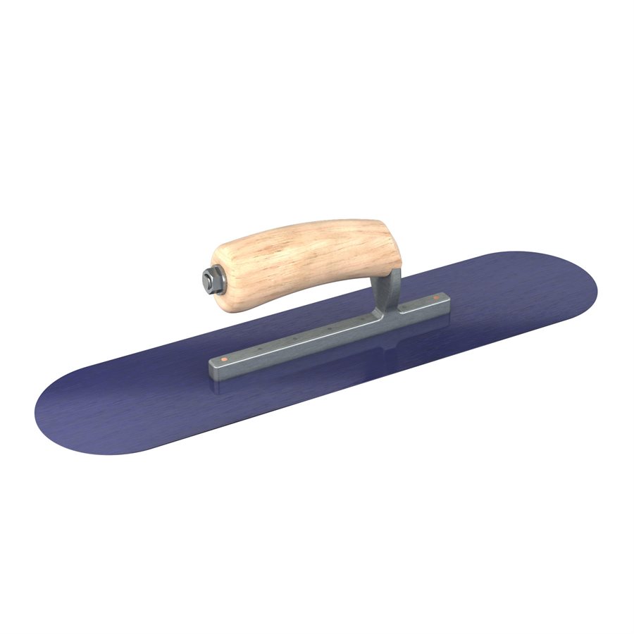 BLUE STEEL POOL TROWEL - 10 X 3 - CAMEL BACK WOOD HANDLE