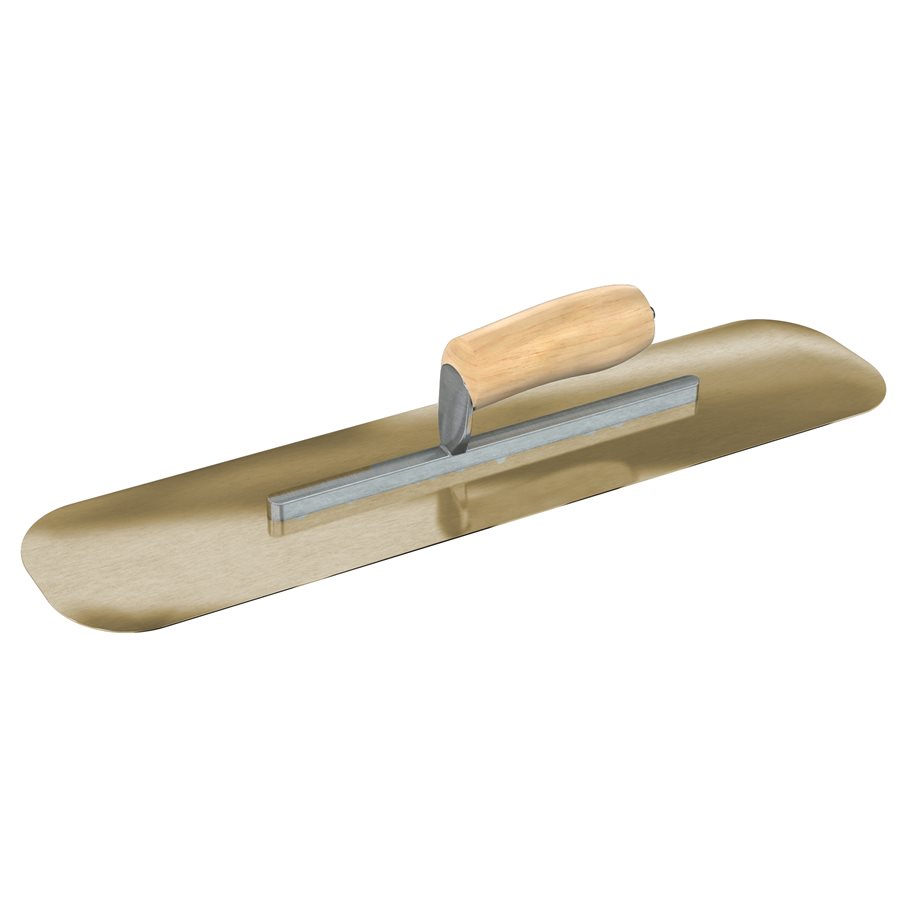 GOLDEN STAINLESS STEEL ROUND CORNER TROWEL - 18" X 5" - CAMEL BACK WOOD ...
