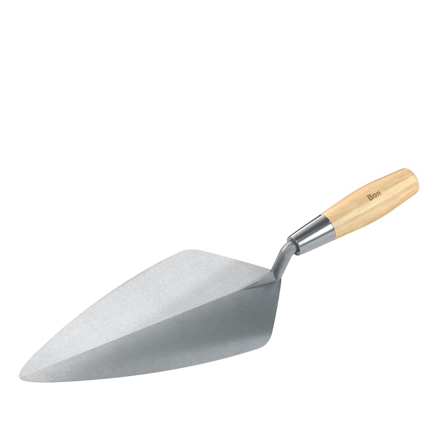NARROW LONDON FORGED STEEL BRICK TROWEL - 12" WITH WOOD HANDLE