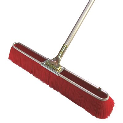 FLOOR BROOM - FINE RED BRISTLES - 24" WITH 5' METAL HANDLE