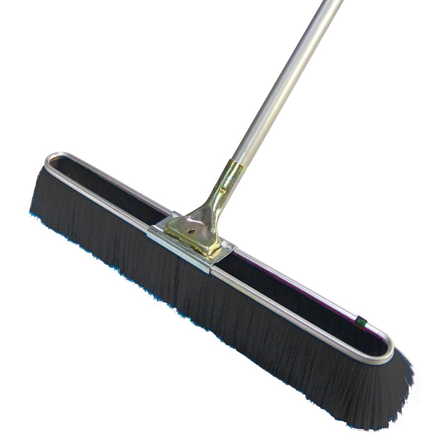 FLOOR BROOM - MEDIUM BLACK BRISTLES - 24" WITH 5' METAL HANDLE