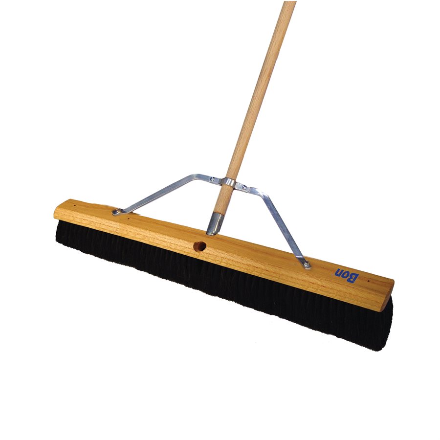 FLOOR BROOM - 3" HORSEHAIR BRISTLES - 36" WITH 5' WOOD HANDLE